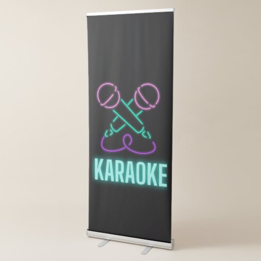 Neon Karaoke Mics and Text Retractable Banner | Zazzle