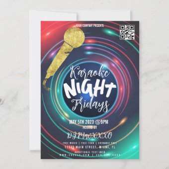 Neon Karaoke Night Event Party Bar Club Flyer Invitation | Zazzle