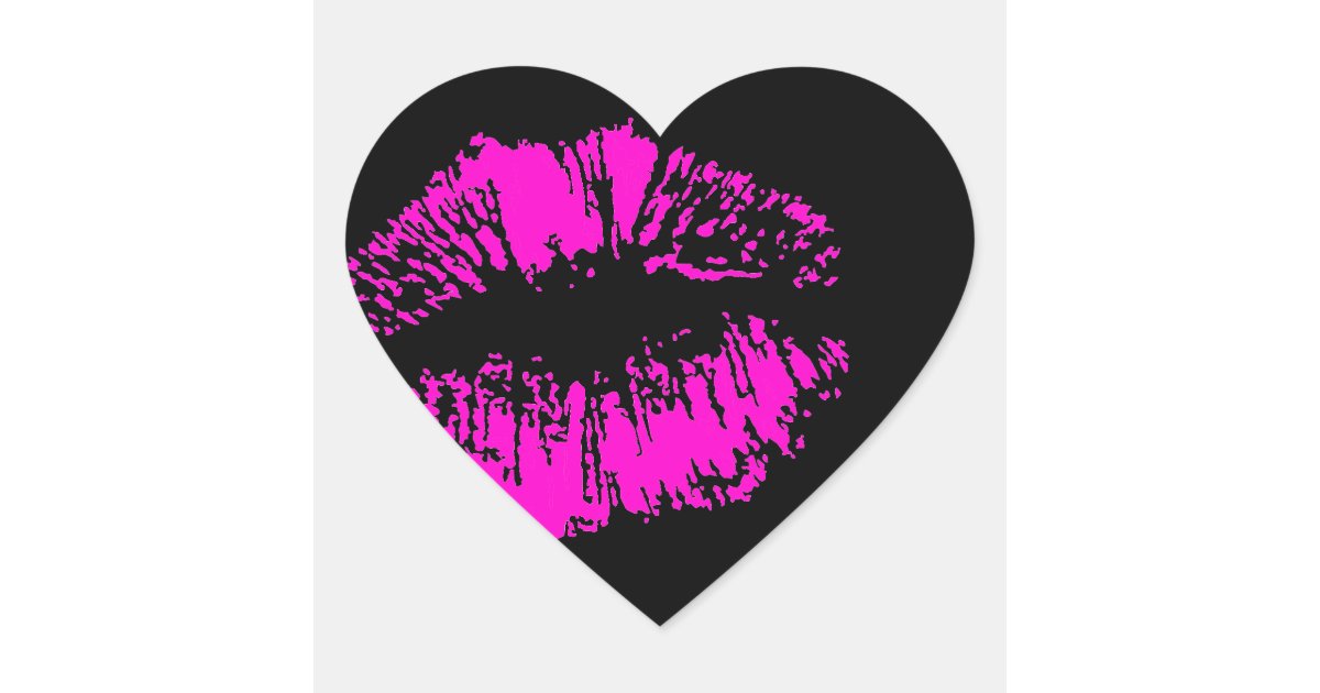 Neon Kiss Heart Sticker | Zazzle