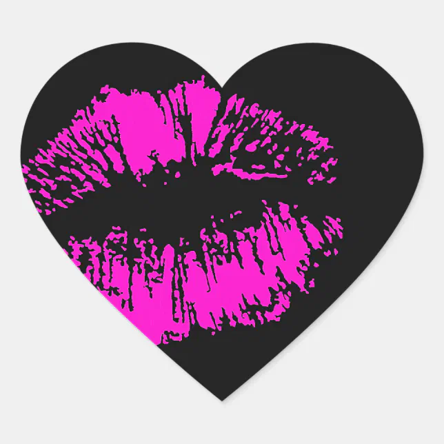 Neon Kiss Heart Sticker | Zazzle