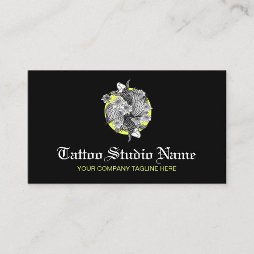 Neon Koi Fish Logo Tattoo Artist & Studio Business Card | Zazzle