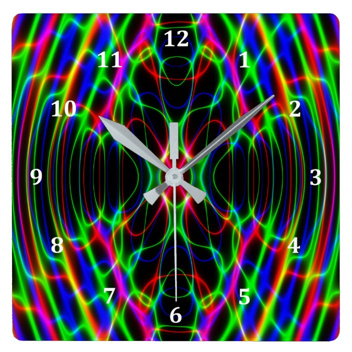 Neon Laser Light Psychedelic Abstract Square Wall Clock | Zazzle.com