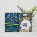 Neon Laser Tag Blue Photo Invitation | Zazzle