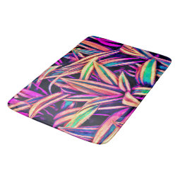 Neon Leaf Patterns Unveiled Bath Mat | Zazzle