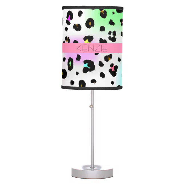 Neon Leopard Print Personalized Lamp | Zazzle