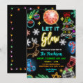Neon Let It Glow Christmas Holiday Party Invitation | Zazzle