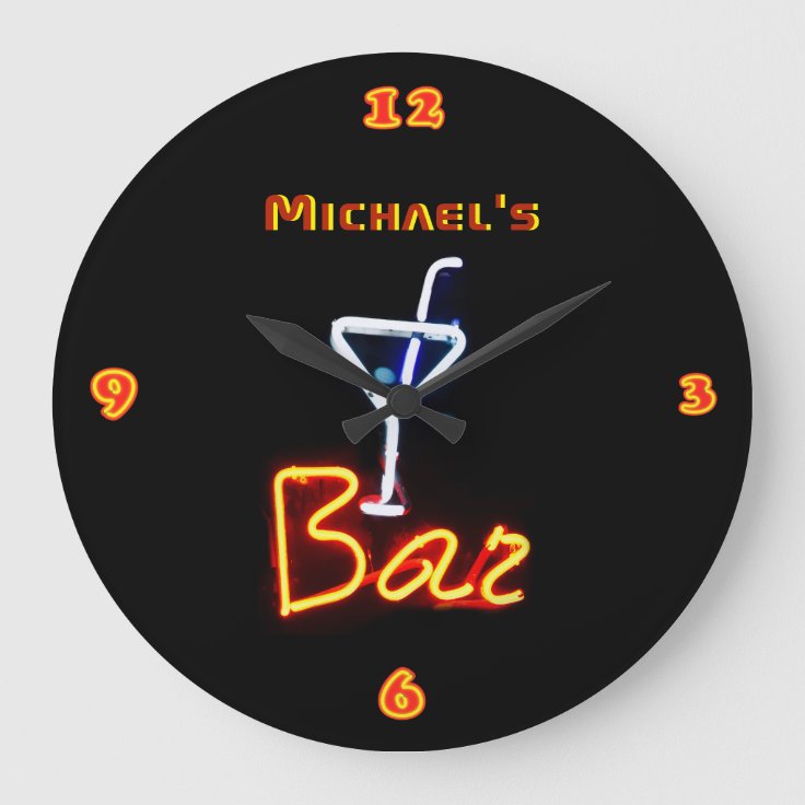 Neon Light BAR Personalized SIGN ManCave Large Clock | Zazzle