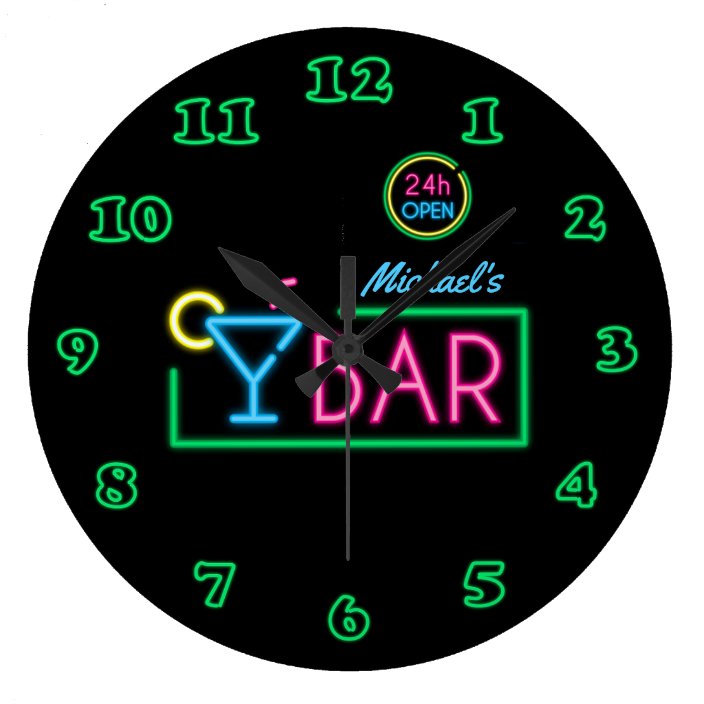 Neon Light Private Home Bar Clock | Zazzle