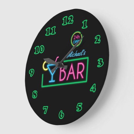 Neon Light Private Home Bar Clock | Zazzle