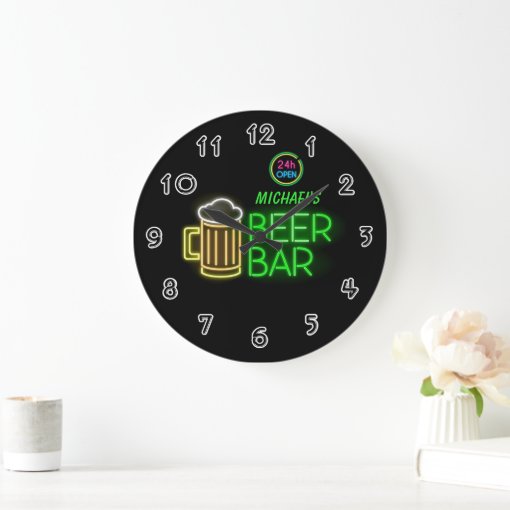 Neon Light Private Home Personalized Bar Clock | Zazzle