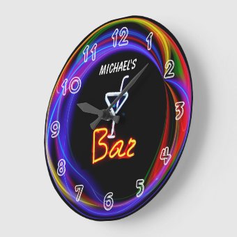 Neon Light Private Home Personalized Bar Clock | Zazzle