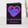 Neon Light Valentine Heart with Love Poem Card | Zazzle