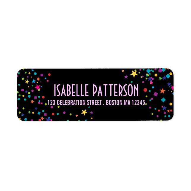 Neon Lights Colorful Confetti Party Address Labels | Zazzle