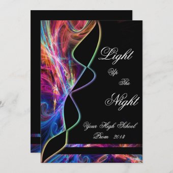 Neon Lights High School Prom Party Invitations | Zazzle