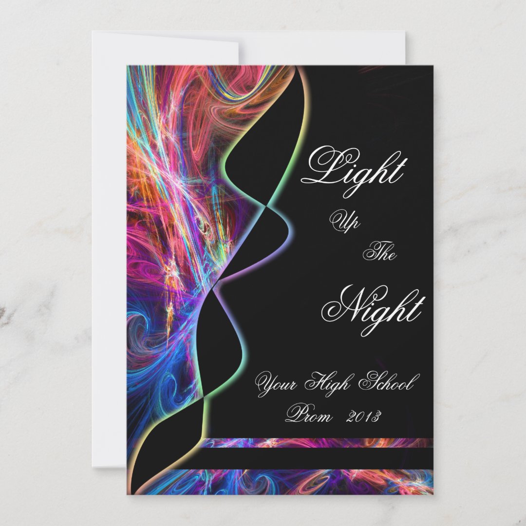 Neon Lights High School Prom Party Invitations | Zazzle