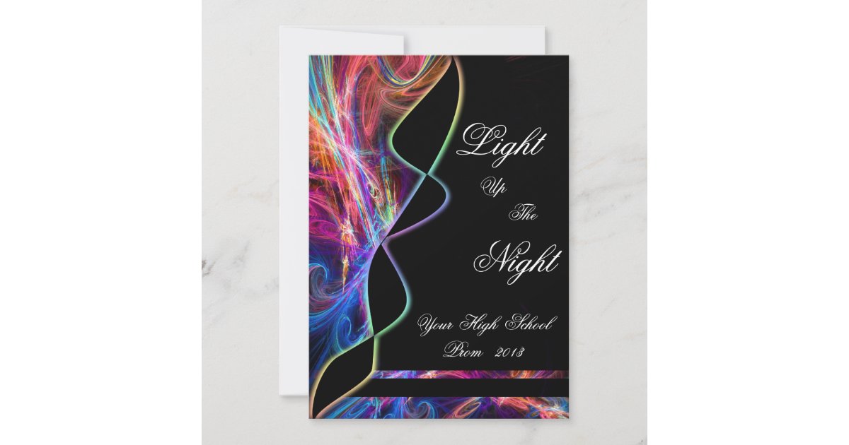 Neon Lights High School Prom Party Invitations | Zazzle