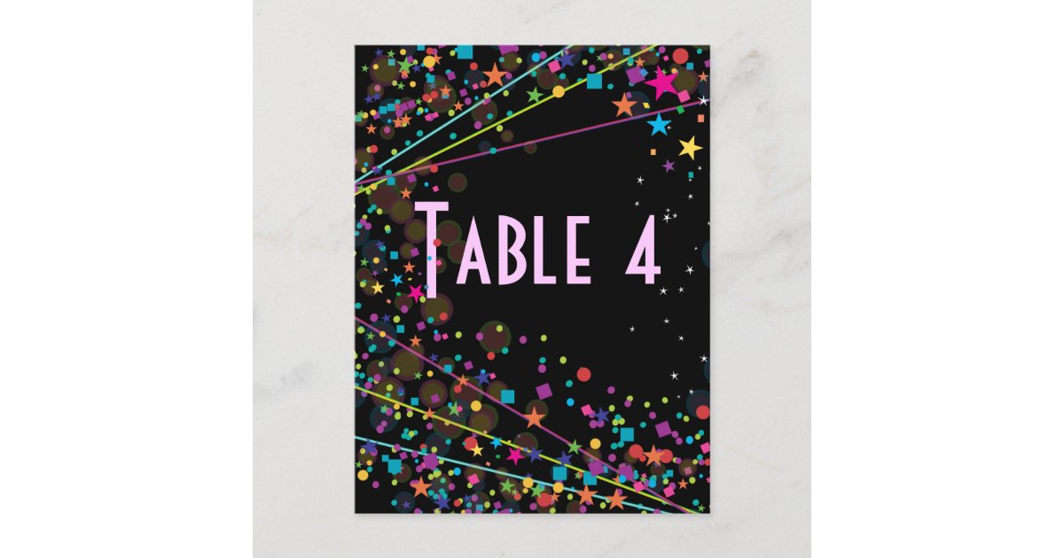 Neon Lights Sweet 16 Club Party Table Number Card | Zazzle
