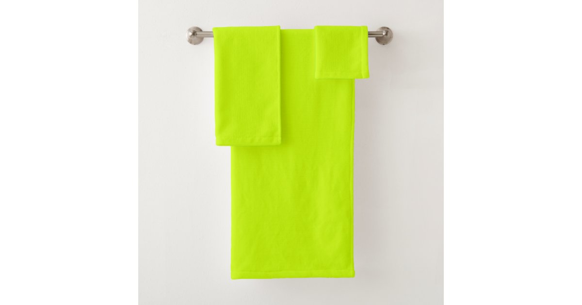 Neon Lime Yellow Solid Color | Classic Bath Towel Set | Zazzle