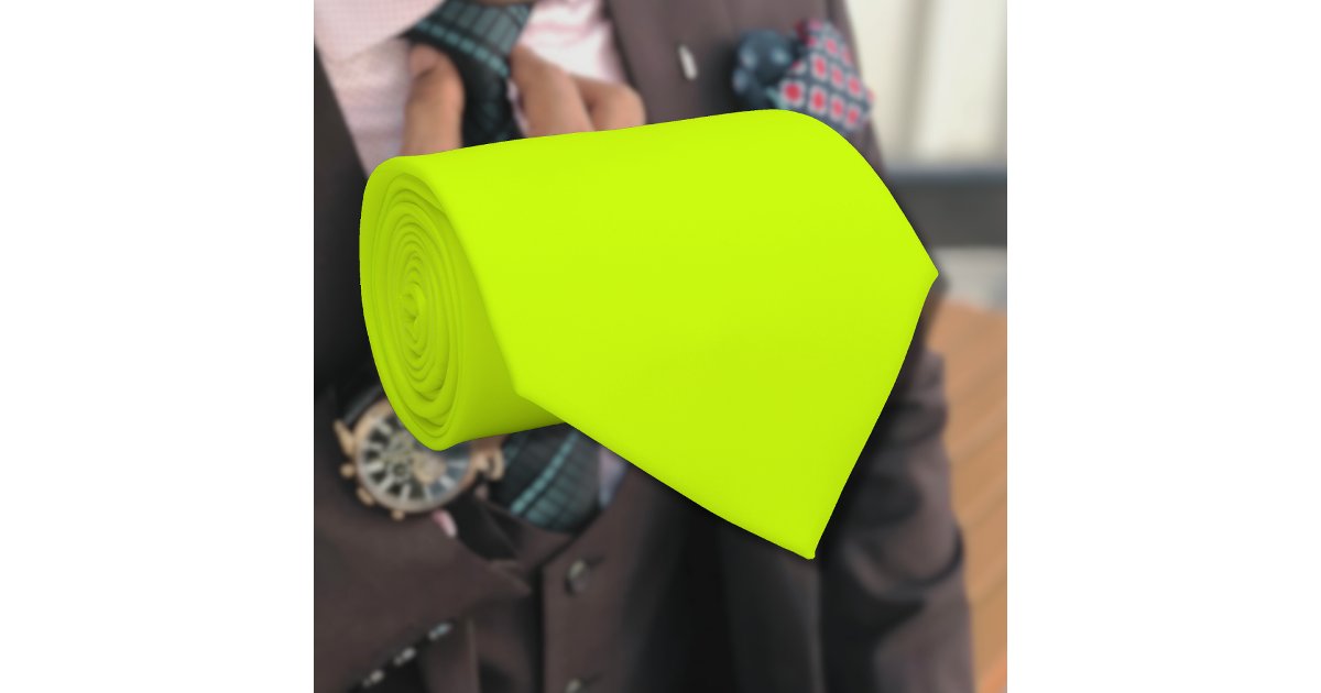 Neon Lime Yellow Solid Color | Classic | Elegant Neck Tie | Zazzle