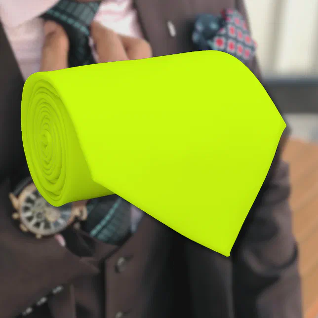 Neon Lime Yellow Solid Color | Classic | Elegant Neck Tie | Zazzle