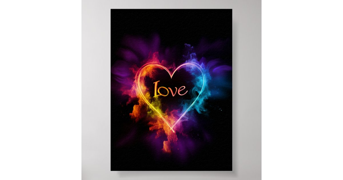 Neon "Love" Heart Poster | Zazzle