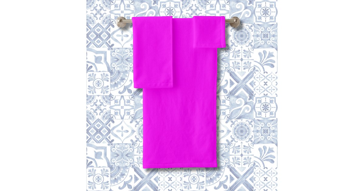 Neon Magenta Solid Color | Classic Bath Towel Set | Zazzle