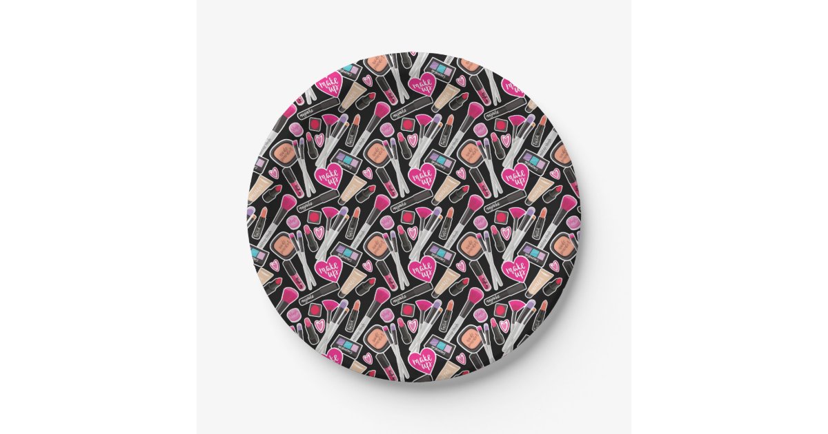 Neon Makeup Pattern Paper Plates | Zazzle