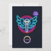 Neon Microphone Graduation Party Invitation | Zazzle