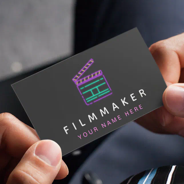 Neon Movie Slate Filmmaker Editor Social Media Business Card | Zazzle