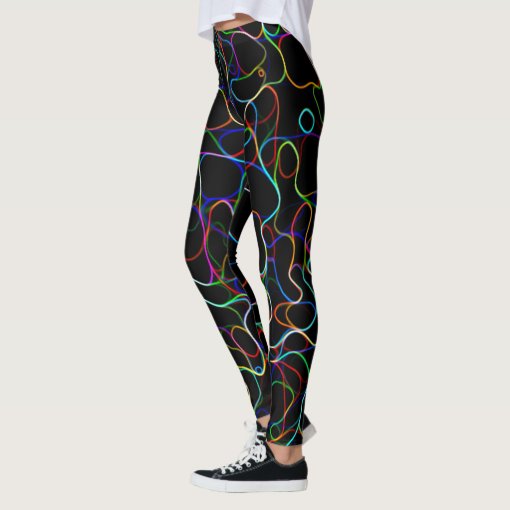 Neon Multicolored Curvy Line Pattern -COOL Leggings | Zazzle