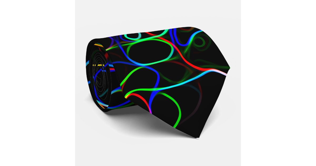Neon Multicolored Curvy Line Pattern -COOL Neck Tie | Zazzle