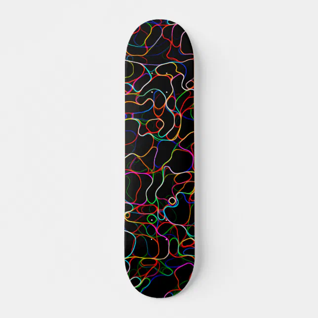 Neon Multicolored Curvy Line Pattern -COOL Skateboard | Zazzle