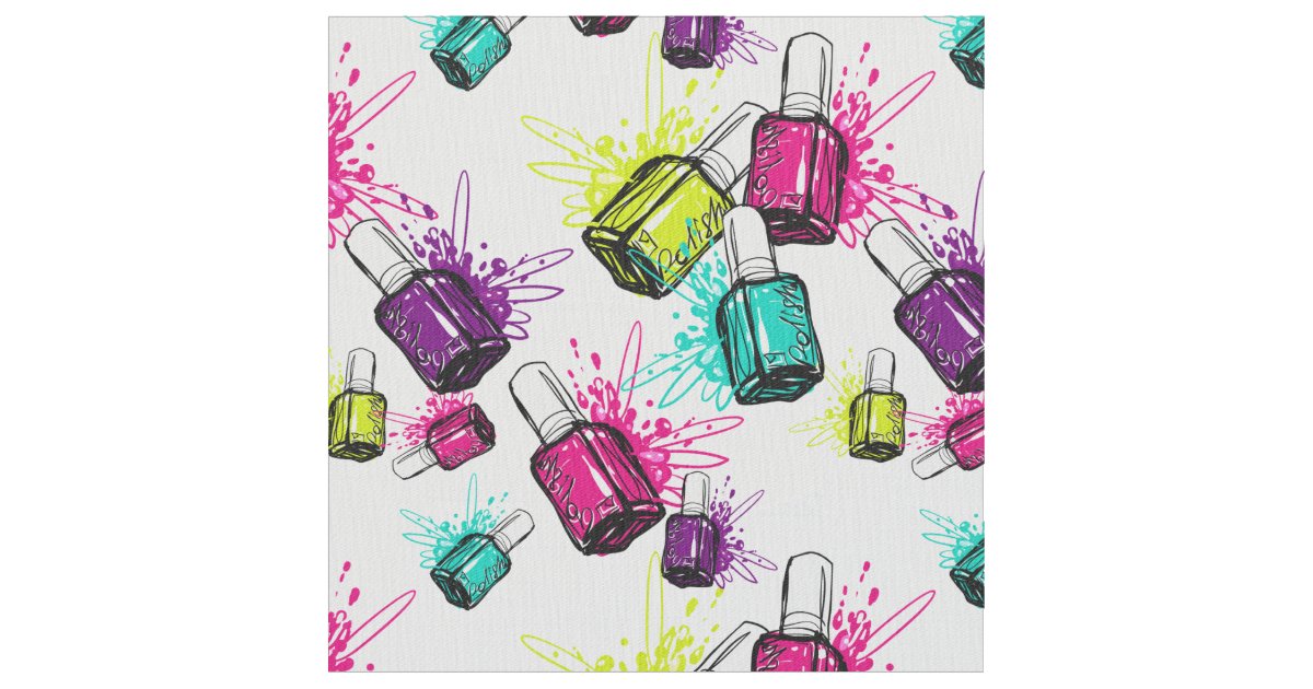 Neon Nail Polish Pattern Fabric | Zazzle