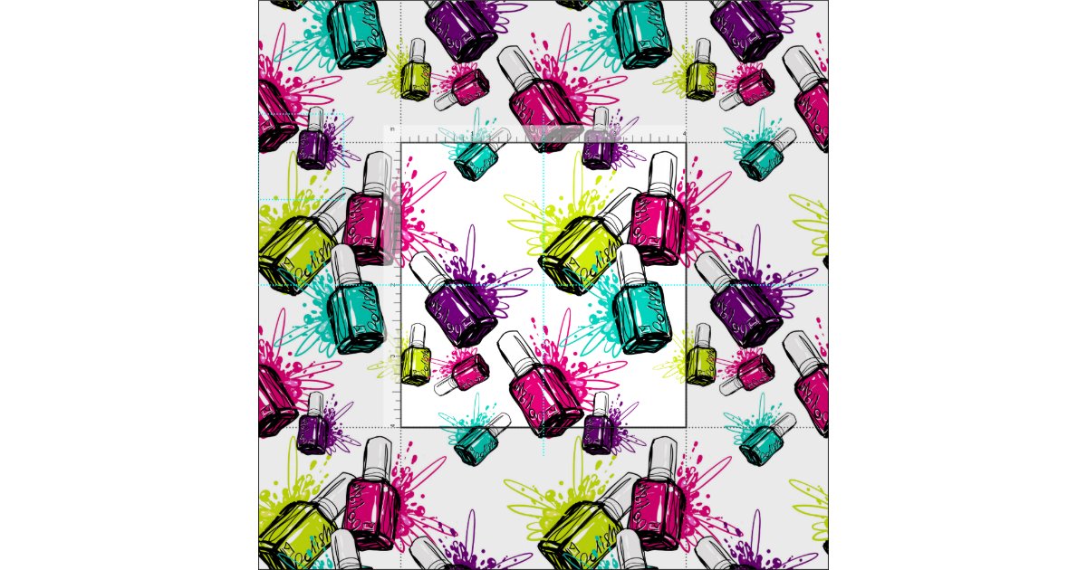 Neon Nail Polish Pattern Fabric | Zazzle