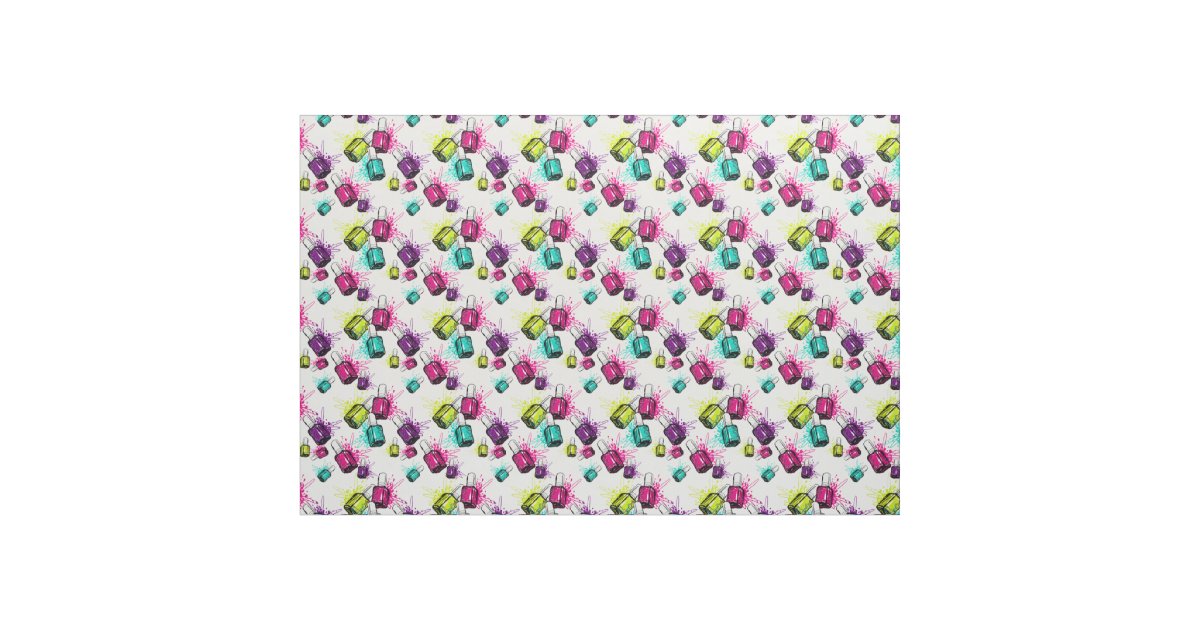 Neon Nail Polish Pattern Fabric | Zazzle