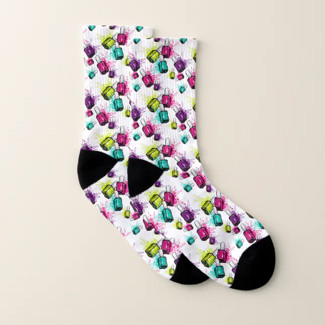 Neon Nail Polish Pattern Socks | Zazzle