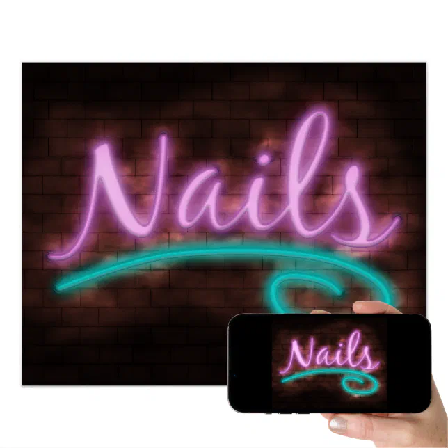 Neon Nails Sign | Zazzle