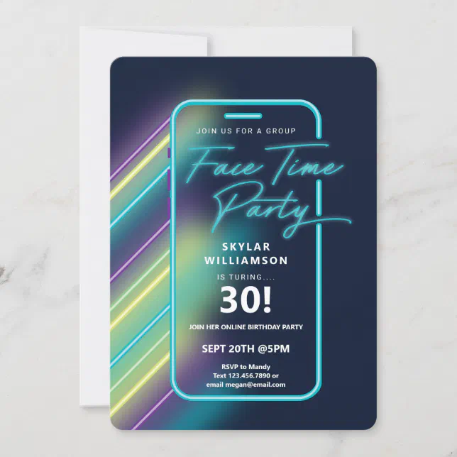 Neon Nightlife Vibe Online Group Video Chat Party Invitation | Zazzle