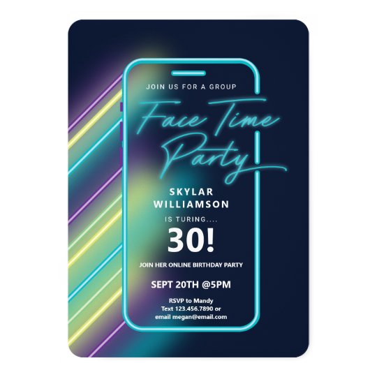 Neon Nightlife Vibe Online Group Video Chat Party Invitation | Zazzle.com