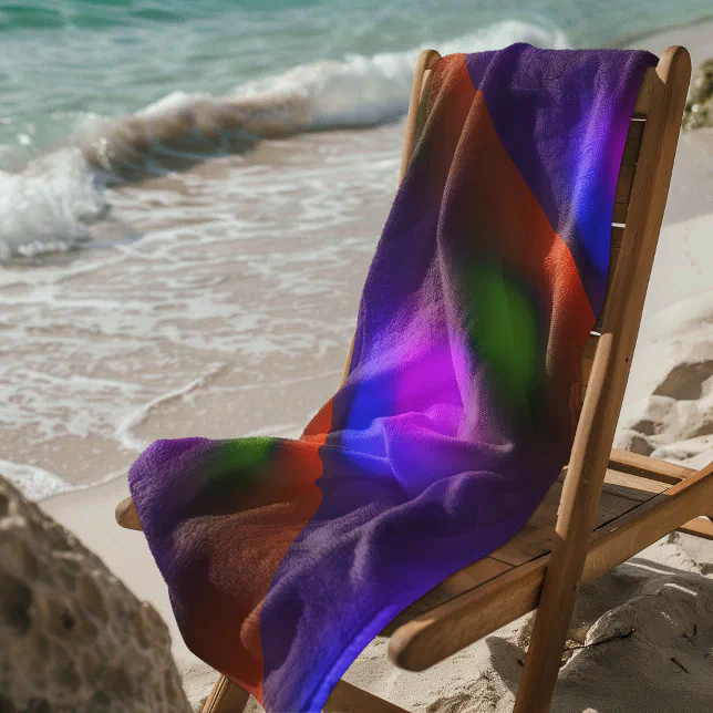 Neon of Blue, Purple, Green and Orange Beach Towel | Zazzle