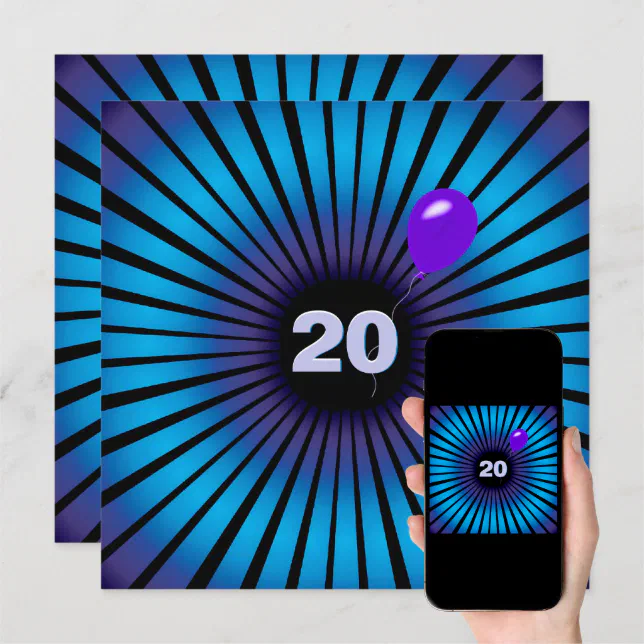 Neon Optical Illusion 20th Birthday Party Invitation | Zazzle