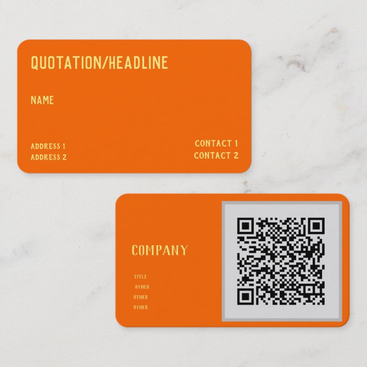 neon orange - QR code - Business Card | Zazzle
