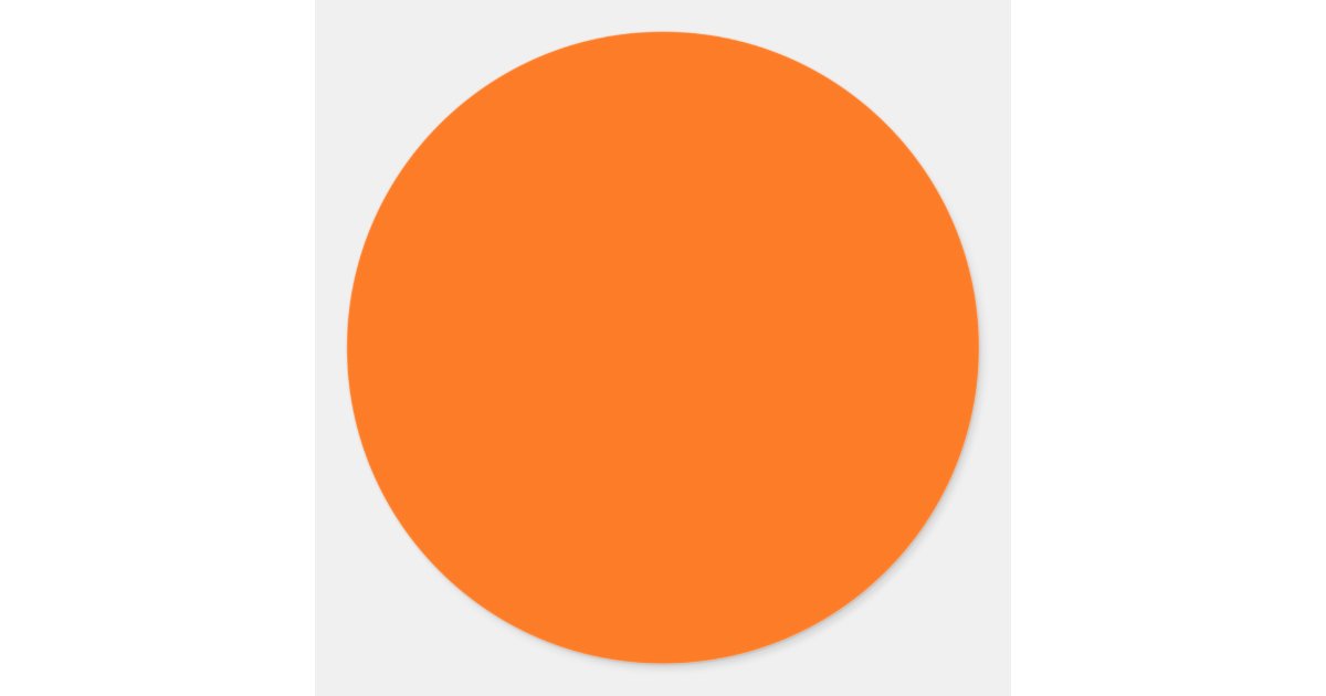 neon orange solid color classic round sticker | Zazzle