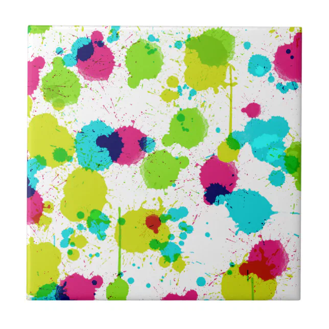 Neon Paint Splash Ceramic Tile | Zazzle