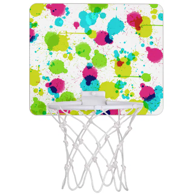 Neon Paint Splash Mini Basketball Hoop | Zazzle