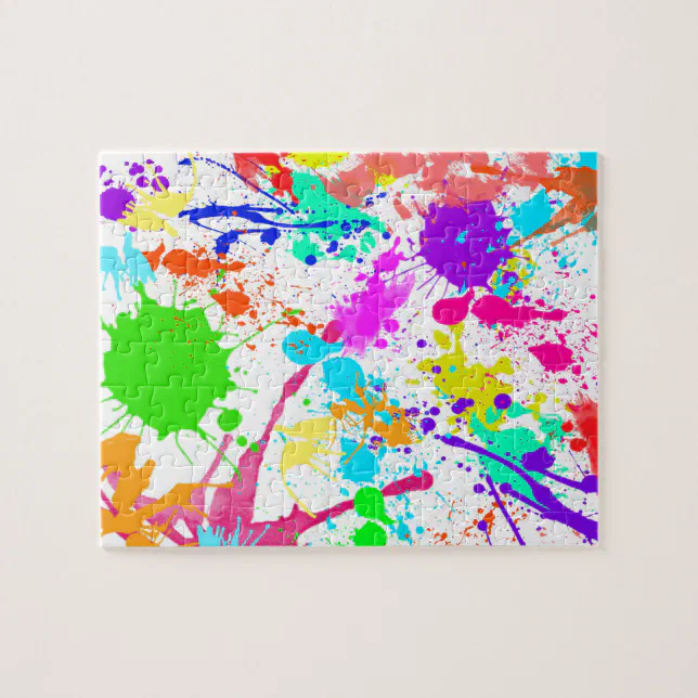 Neon Paint Splatter Colorful Jigsaw Puzzle | Zazzle