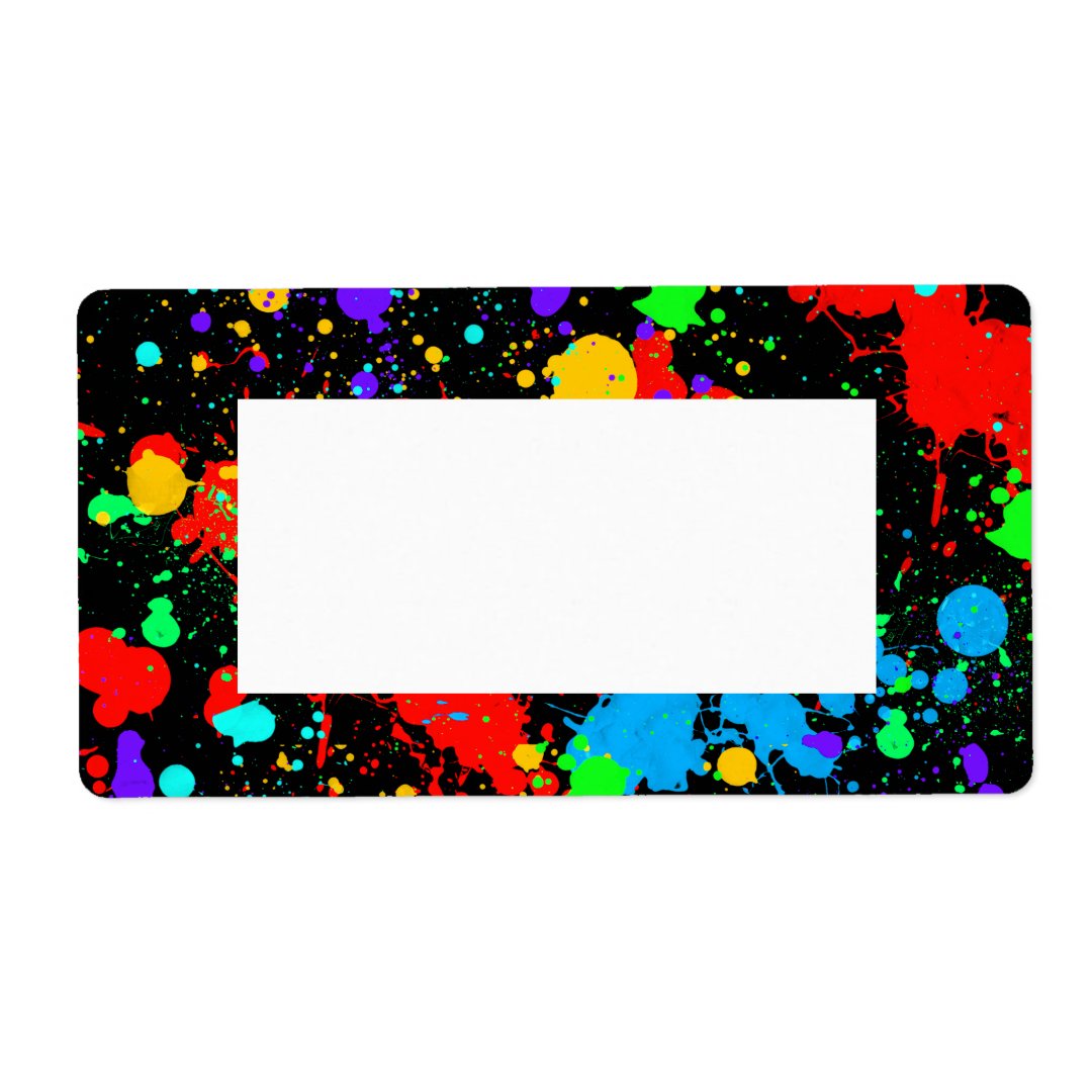 Neon, Paint Splatter, Custom Label | Zazzle