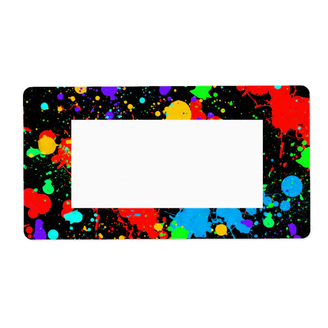 Neon, Paint Splatter, Custom Label | Zazzle