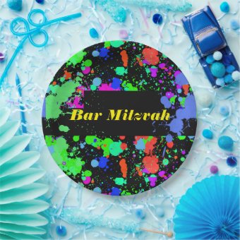 Neon, Paint Splatter, Custom Paper Plates 7" | Zazzle