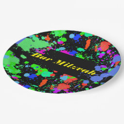 Neon, Paint Splatter, Custom Paper Plates 7" | Zazzle